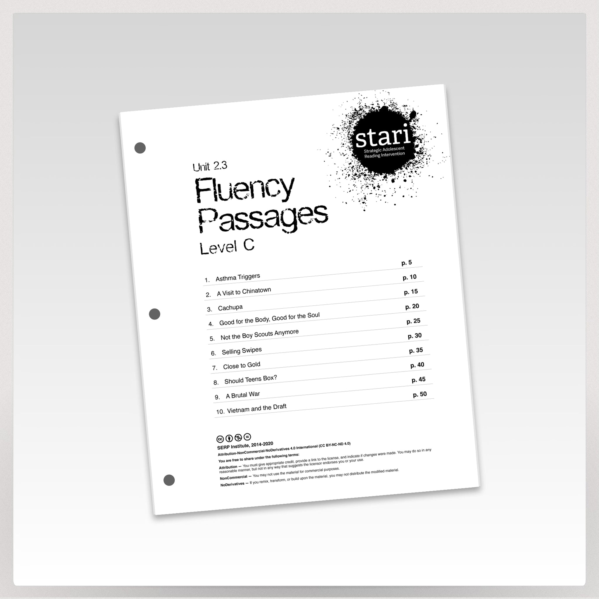 STARI 2.3 Student Fluency C – SERP Institute Store